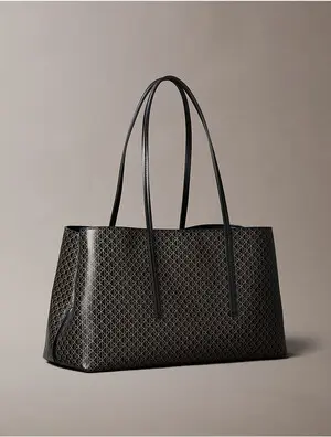Calvin Klein Allover Emblem Logo Tote Bag - Black