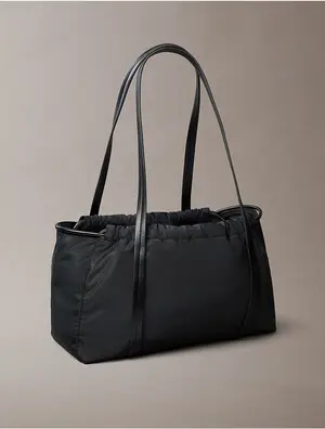 Calvin Klein Embossed Monologo Satchel Bag - Black