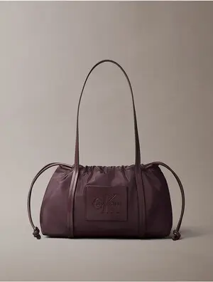 Calvin Klein Embossed Monologo Satchel Bag - Fudge