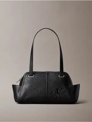 Calvin Klein Embossed Monogram Shoulder Bag - Black