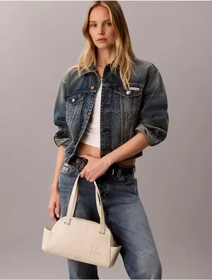 Calvin Klein Embossed Monologo Shoulder Bag - Light Hay