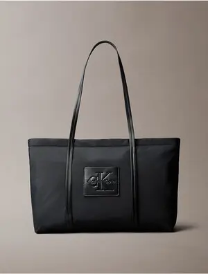 Calvin Klein Embossed Monologo Tote Bag - Black