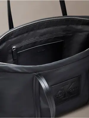 Calvin Klein Embossed Monologo Tote Bag - Black