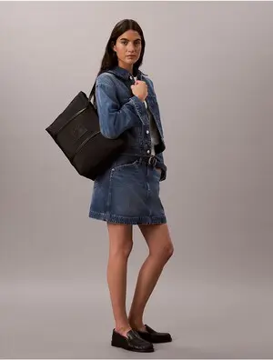 Calvin Klein Embossed Monologo Tote Bag - Black