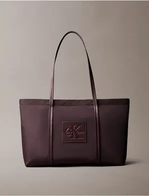 Calvin Klein Embossed Monologo Tote Bag - Fudge