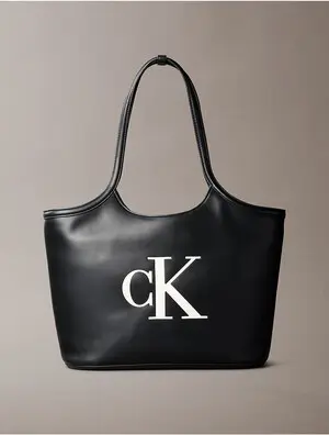 Calvin Klein Embossed Monogram Tote Bag - Black/white