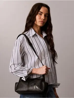 Calvin Klein Embossed Monologo Crossbody Bag - Black