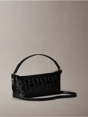 Calvin Klein Debossed Allover Emblem Logo Long Shoulder Bag