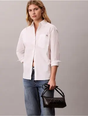 Calvin Klein Debossed Allover Emblem Logo Long Shoulder Bag