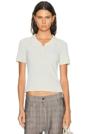 MAISON MARGIELA Stamped Cotton Polo Top In In Blue - Pale Blue