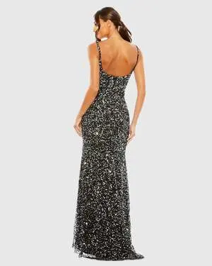 Mac Duggal Petite Sequin Low Back Gown