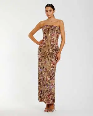 Mac Duggal Petite Embellished Strapless Column Gown
