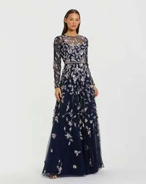 Mac Duggal Petite Floral Embellished Evening Gown
