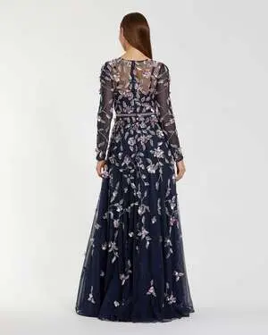 Mac Duggal Petite Floral Embellished Evening Gown
