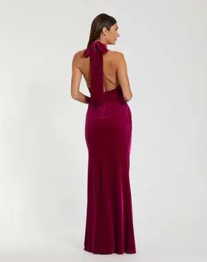 Mac Duggal Velvet Draped Gown
