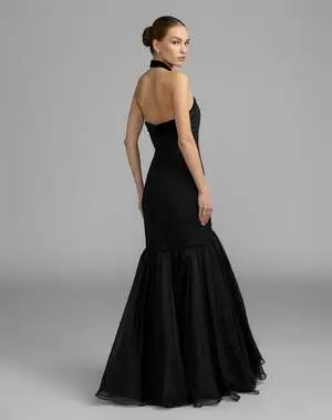 Mac Duggal Halter Mermaid Gown With Bow