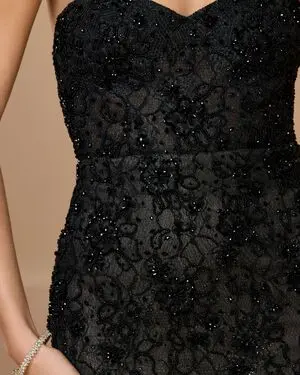 MAC DUGGAL COLLECTION Embellished Strapless Bustier Gown With Sweeping Train