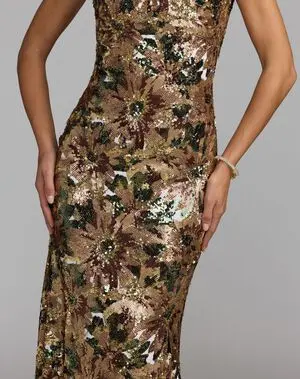 Mac Duggal Floral Sequin Trumpet Gown