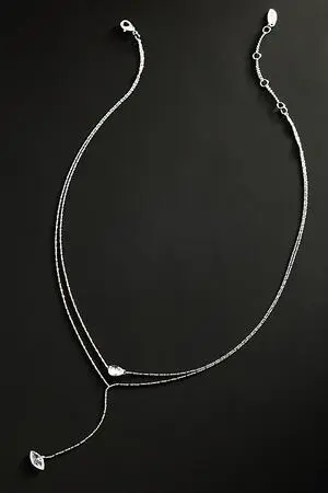 Anthropologie Demi-fe Delicate Layered Lariat Necklace - Silver