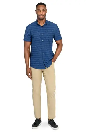 W.R.K Slim Fit Micro Geo Short Sleeve Performance Button-up Shirt