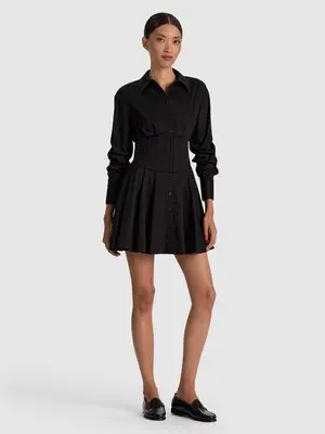 Alice + Olivia Edie Corset Mini Shirt Dress Black