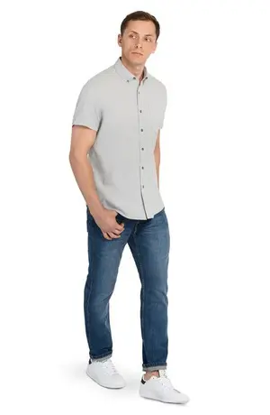 W.R.K Reworked Slim Fit Solid Short Sleeve Cotton Button-down Shirt