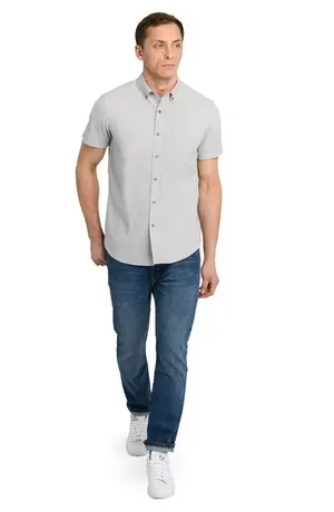 W.R.K Reworked Slim Fit Solid Short Sleeve Cotton Button-down Shirt