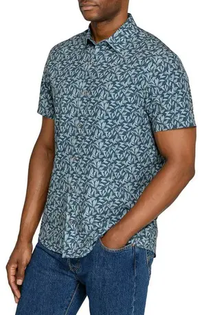 W.R.K Leaf Print Short Sleeve Button-up Shirt