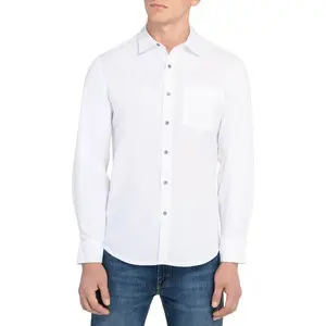 W.R.K Hudson Reworked Slim Fit Solid Cotton Button-up Shirt - White