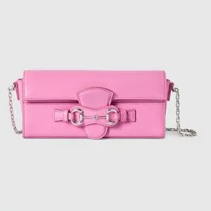 Gucci Wallet On Chain With Horsebit Leather - Pink