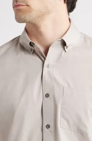 W.R.K Hudson Reworked Slim Fit Solid Short Sleeve Cotton Button-up Shirt