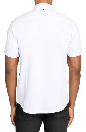 W.R.K Hudson Reworked Slim Fit Solid Short Sleeve Cotton Button-up Shirt
