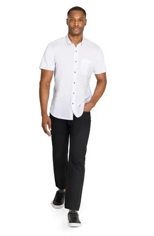 W.R.K Hudson Reworked Slim Fit Solid Short Sleeve Cotton Button-up Shirt