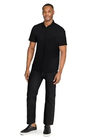 W.R.K Hudson Reworked Slim Fit Solid Short Sleeve Cotton Button-up Shirt