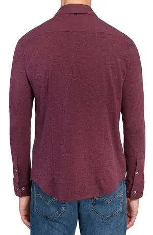 W.R.K Reworked Slim Fit Heathered Cotton Button-up Shirt - Burgundy