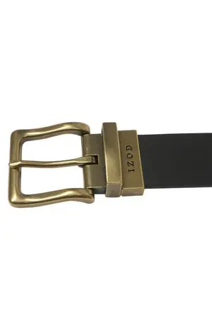 IZOD Reversible Cut Edge Leather Belt With Old English Brass Buckle
