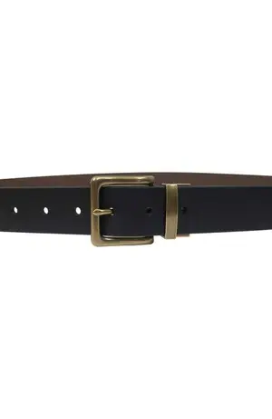 IZOD Reversible Cut Edge Leather Belt With Old English Brass Buckle