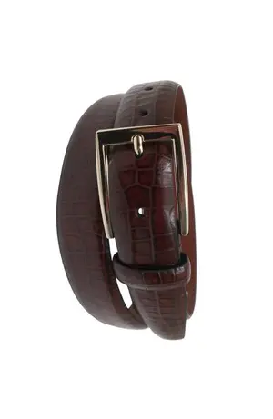 Brooks Brothers Crocodile Embossed Leather Belt