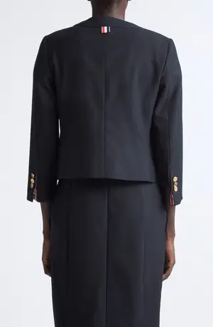 Thom Browne Wool Cardigan Jacket - Navy