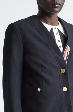 Thom Browne Wool Cardigan Jacket - Navy
