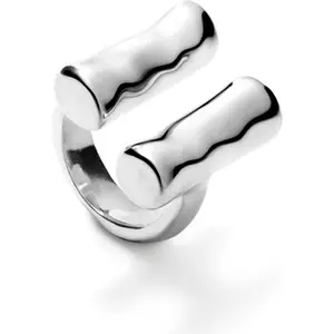 UNODE50 Sterling -plated Ring With Two Vertical Tubes - Silver