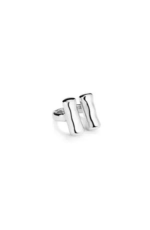 UNODE50 Sterling -plated Ring With Two Vertical Tubes