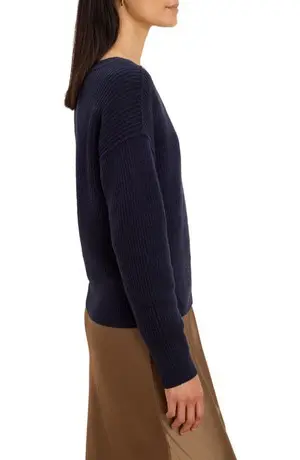 NIC+ZOE Cozy Cottage V-neck Sweater - Dark Indigo