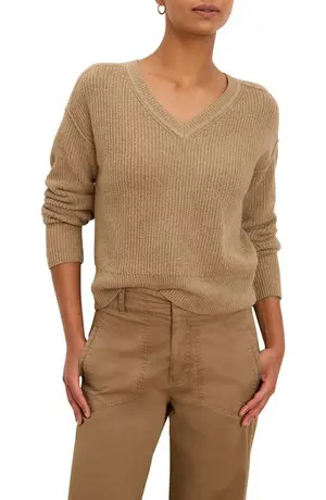 NIC+ZOE Cozy Cottage V-neck Sweater Oak