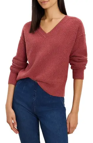 NIC+ZOE Cozy Cottage V-neck Sweater Spice