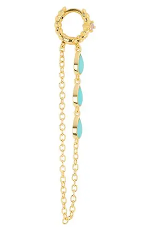 ATHRA LUXE Cubic Zirconia And Turquoise Chain Drop Earrings