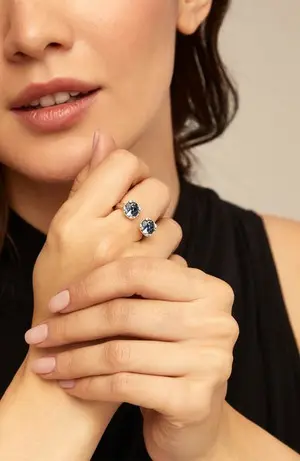 UNODE50 Sterling -plated Ring With Two Crystals