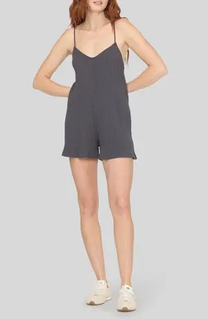 PROJECT SOCIAL T Ribbed Tie-back V-neck Romper