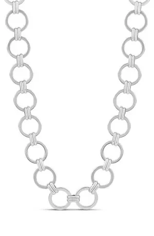 SHYMI Round Link Statement Necklace - Silver
