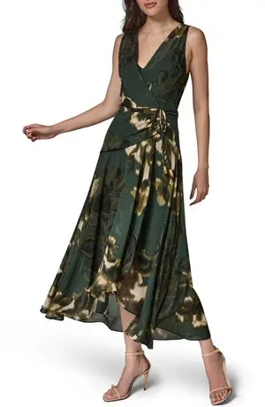 Donna Karan New York Sleeveless Floral Faux Wrap Dress